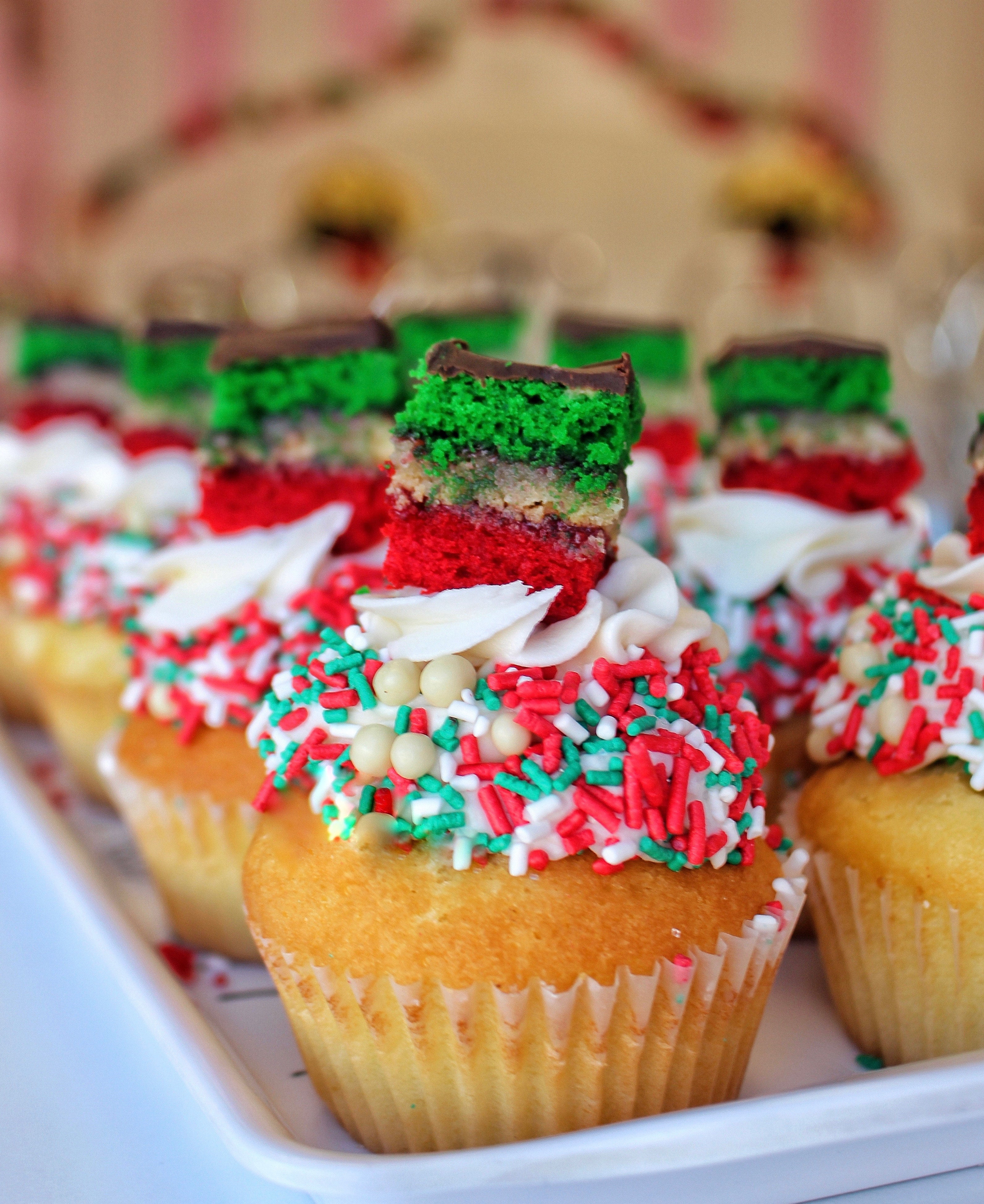 Italian Rainbow Cookie Cupcake | Caked Up Cafe